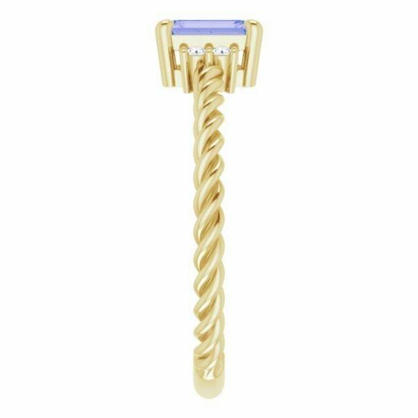 Quality Tanzanite 0.06CTW Rope Engagement Ring In 14K Yellow Gold for sale