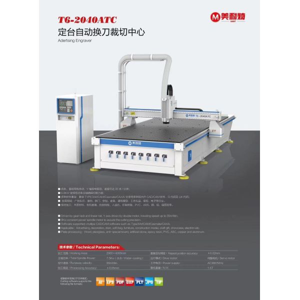 Quality Mnt-T6 Atc1325 Automatic Blade-Changing Engraving Machine for Industry Control for sale