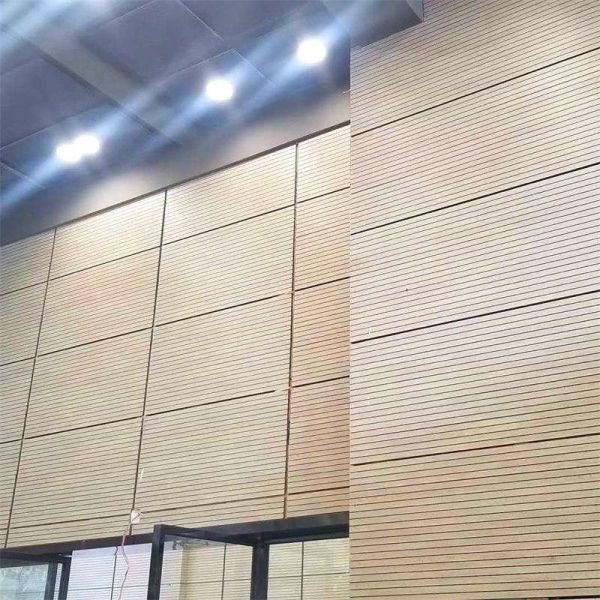 Quality Multipupose Hall Timber Wall Linear Grooved Acoustic Panels Sound Absorption Isolation Board for sale