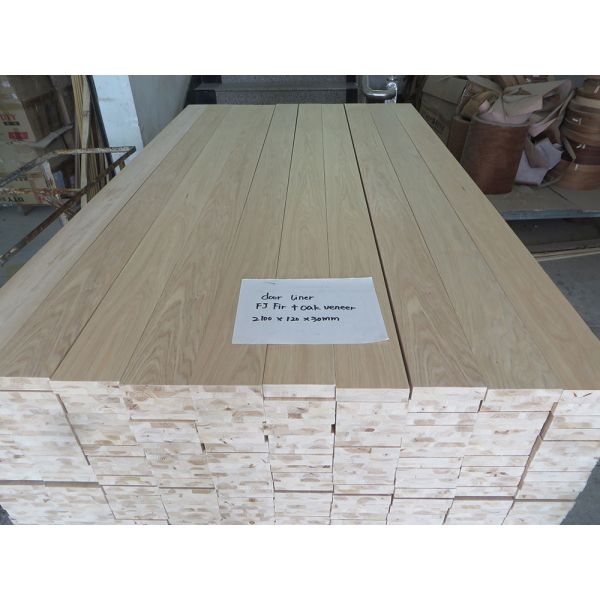 Quality Unfinished Oak Veneered Door Liner 3 Faces Veneered & Finger Joint Fir Core for sale