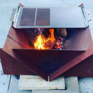 Quality Collapsible Outdoor Camping Portable Corten Steel Metal BBQ Fire Pit Brazier for sale