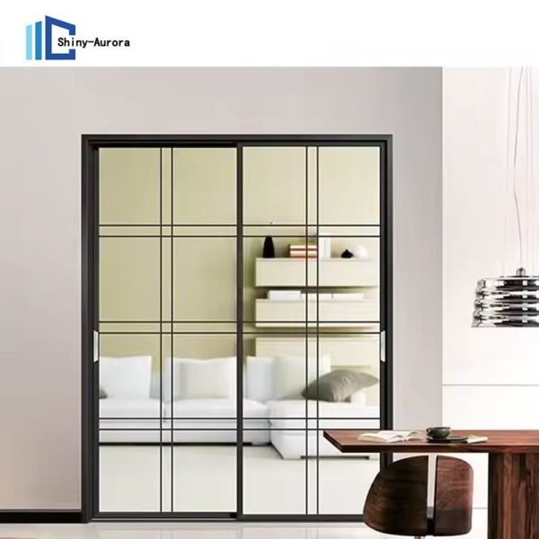 Quality Soundproof Clear Tempered Glass Sliding Glass Doors Bifold Aluminium Profile Glass Door for sale