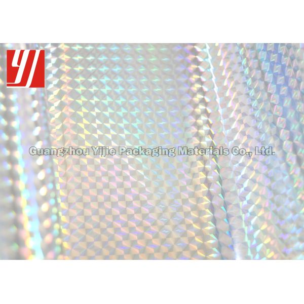 Quality Laser Grid PET 25 Micron Silver Holographic Foil for sale