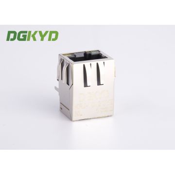 Quality PCB Network RJ45 Modular Jack With Filter , LED Tab Down Side Entry HR911103A for sale
