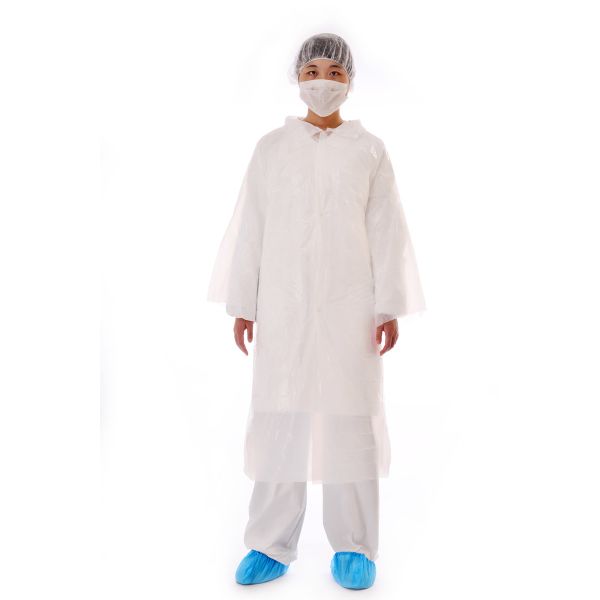 Quality Waterproof Disposable PE Visitor Coat Set With ISO9001 Certified for sale