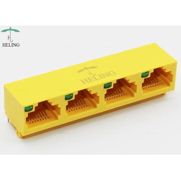 Quality 1 X 4 Ports RJ45 Female Connector Unshielded With Single LED Pipe For Network for sale