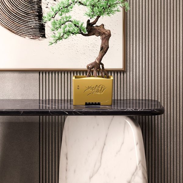 Quality Iron Base Marble Top Entryway Table Customized Metal And Marble Console Table for sale