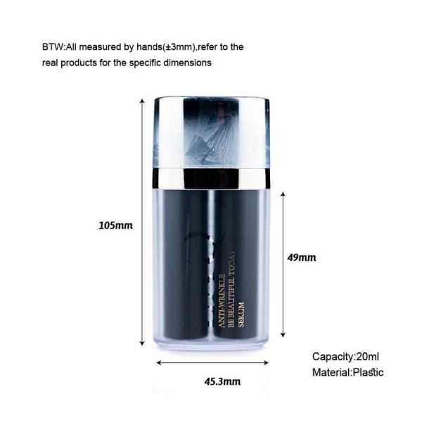 Quality 20ml Airless Bottles Cosmetic Packaging 105mm Vacuum Black Pump Bottle for sale