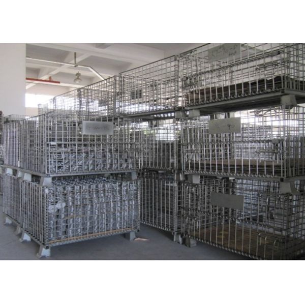 Quality Stackable Industrial Wire Mesh Containers Powder Coated ISO9001 Approved for sale