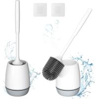 China 2 Pack Silicone Toilet Bowl Brush With Ventilated Drying Holder factory