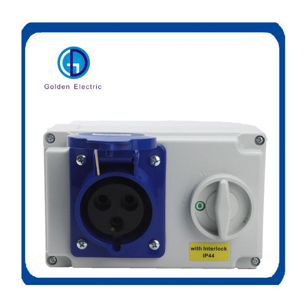 Quality IP44 16A 3p Receptacle and Switch with Interlock Device Contact Material Tinned Copper for sale