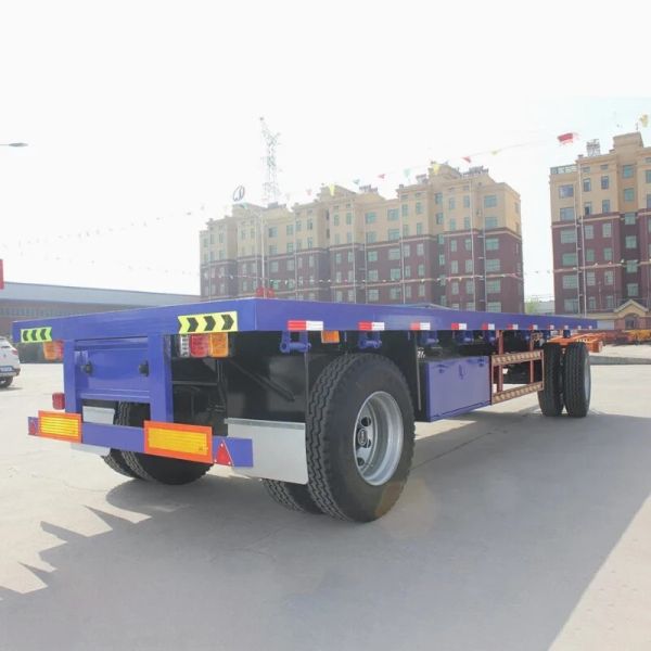Quality Farm Truck Platform Flatbed Drawbar Full Trailer With Ladder for sale