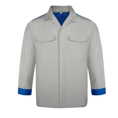 Quality Polyester 65% Cotton 35% Blue Cuffs Coat Light Gray Work Clothes for sale