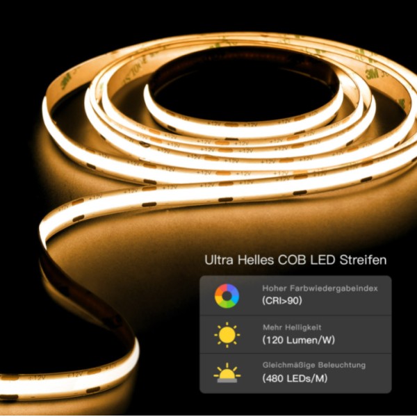 Quality Dual Tunable IP65 COB LED Strip 10W 12V 24V 2700K-6500K RGBW for sale