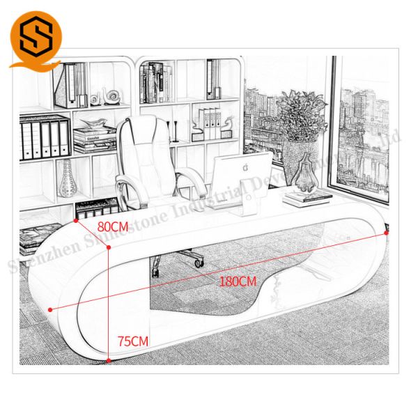 Quality Artificial Stone Curved Executive Desk Shaped Customized Requirement for sale
