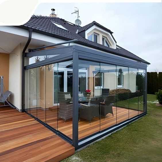 Quality Modern Glass Sunroom Transparent Glass Aluminum Frame Sunroom Heat Insulation Outdoor Garden Greenhouse Sunroom Customized Size for sale
