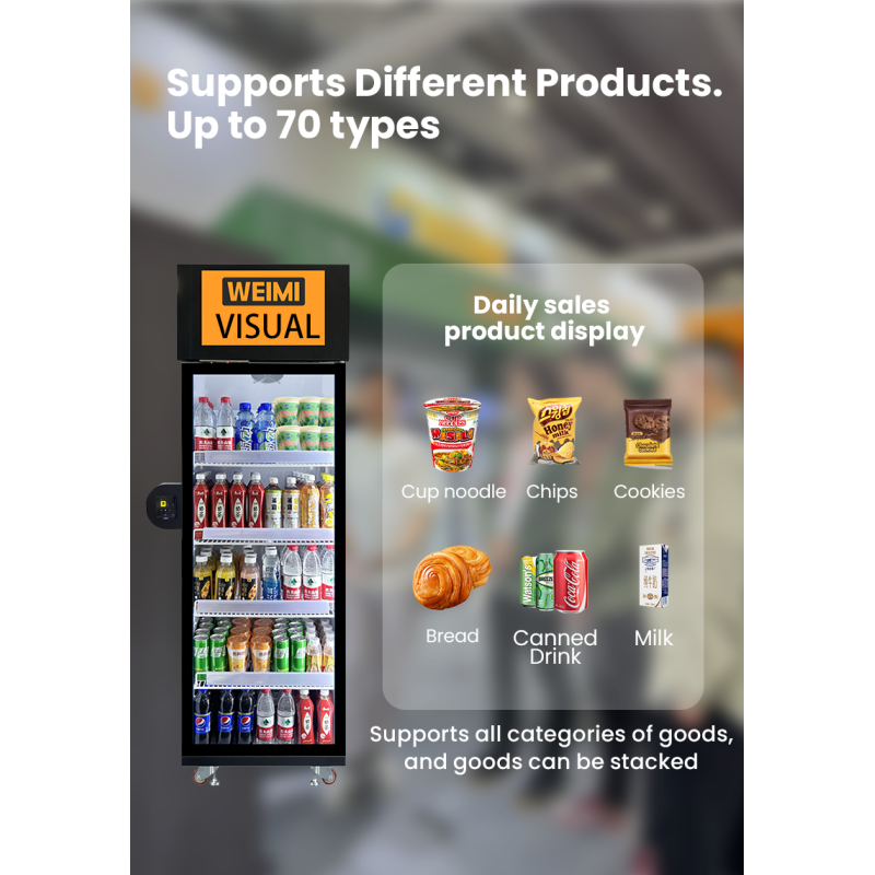 Intelligent Algorithm AI-Powered Vending Machine For Snacks Drinks Fresh Food Fruits Grab And Go Fridge