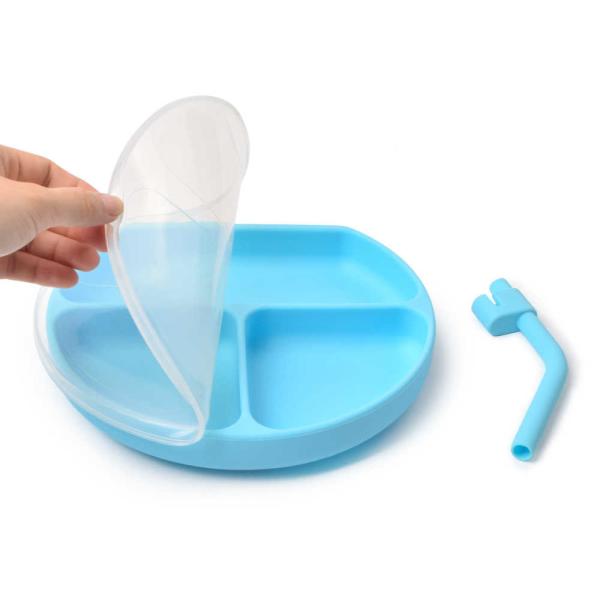 Quality Red Silicone Childrens Plates Unbreakable Silicone Suction Divided Plate for sale