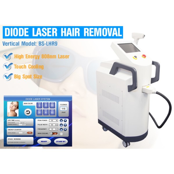 Quality 810nm Diode Laser Machine IPL Laser Hair Removal Machine With Touch Cooling AC220V - 240V for sale