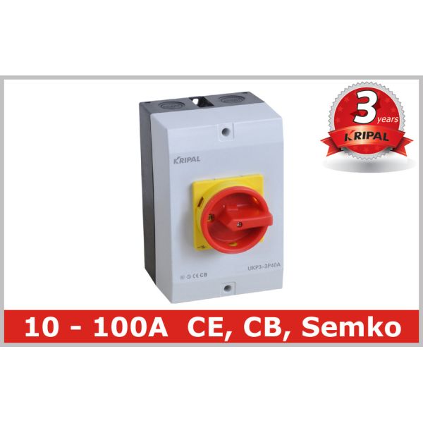 Quality 40A Weatherproof 4 Pole Rotary Isolator Safety Disconnect Switch for sale