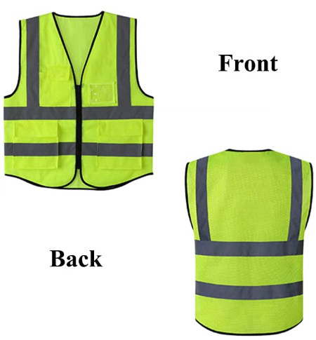 Quality 100% Polyester High Visibility Fluorescent Reflective Mesh Vest With Pockets for sale