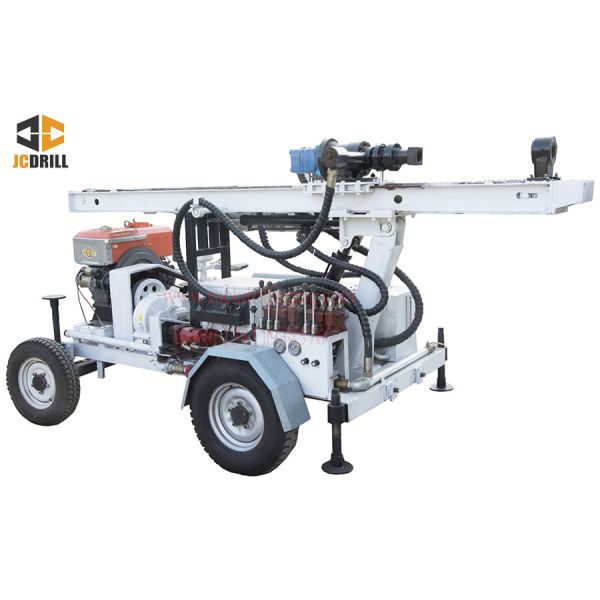 Quality 24kw Engine Power Water Well Drilling Rig Dth Drilling Machine Trailer Mounted for sale