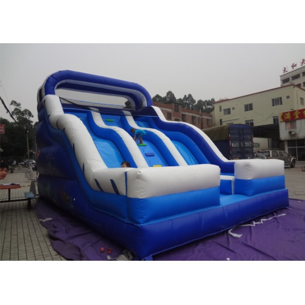 Quality 0.55mm PVC Blue Adults And Kids Playground Commercia Giant Inflatable Water Slide For Party for sale