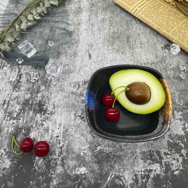 Quality 5 Inch Black Rectangular Melamine Salad Bowl Matt Finish BPA Free for sale