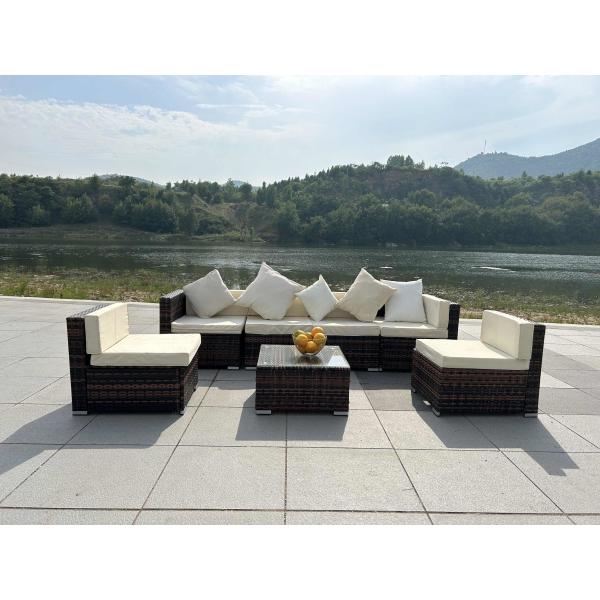 Quality Outdoor Indoor PE Rattan Sofa With Side Sofa , Middle Sofa , Ottoman , Coffee for sale