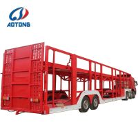 Quality Air Brake Two Deck Pickup Truck Trailer Skeleton Type 6 Car Carrier Transport for sale