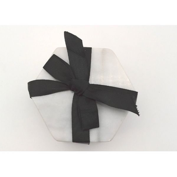 Quality Polished White Stone Coasters Hexagon Shape Moisture Proof High Durability for sale