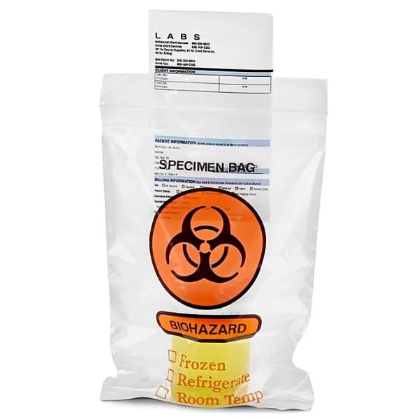 Quality Biohazard Transparent 8x10cm Specimen Transport Bag Heat Seal for sale
