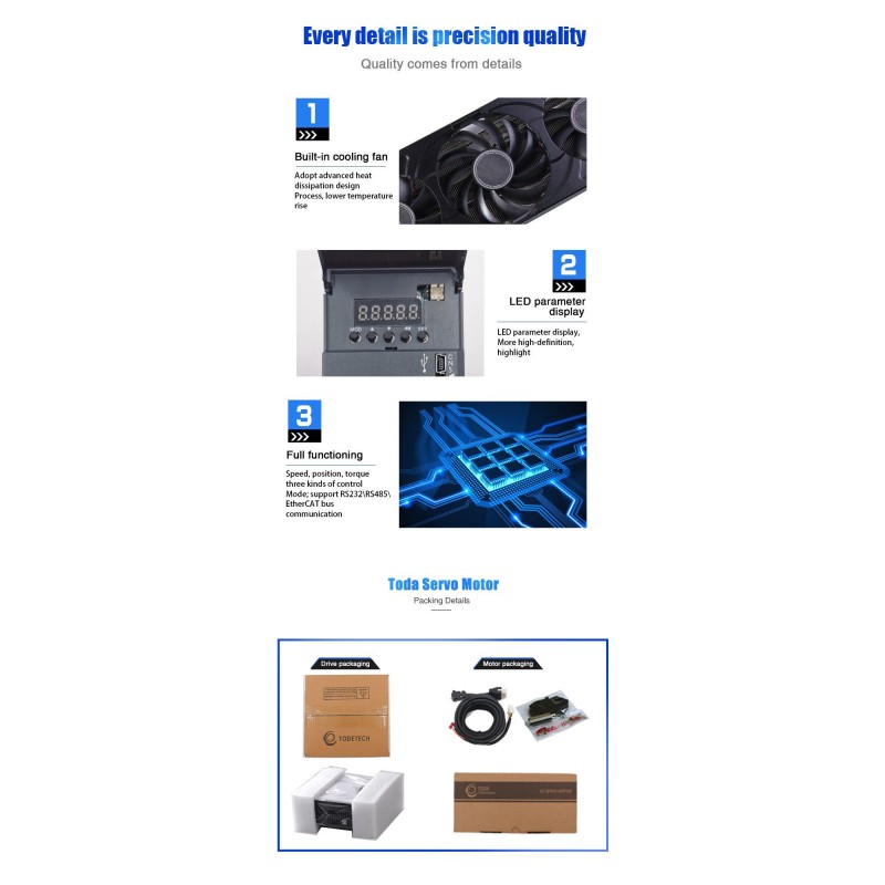 AC220V/380W 100W 200W 400W 750W Single-Phase/Three-Phase Power Servo Motor