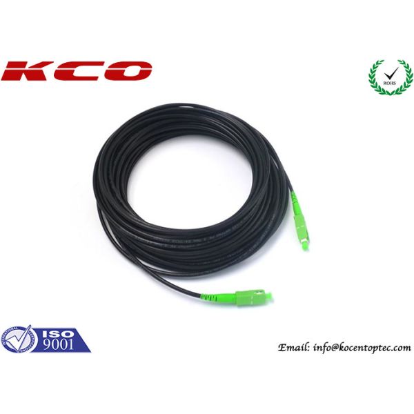 Quality FTTH Drop Fiber Optic Patch Cord SC/APC-SC/APC Single Mode Simplex Black Color for sale