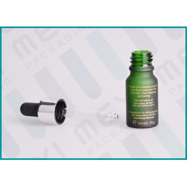 Quality Green Frosted 10ml Glass Dropper Bottles With Shiny Silver Aluminum Dropper for sale
