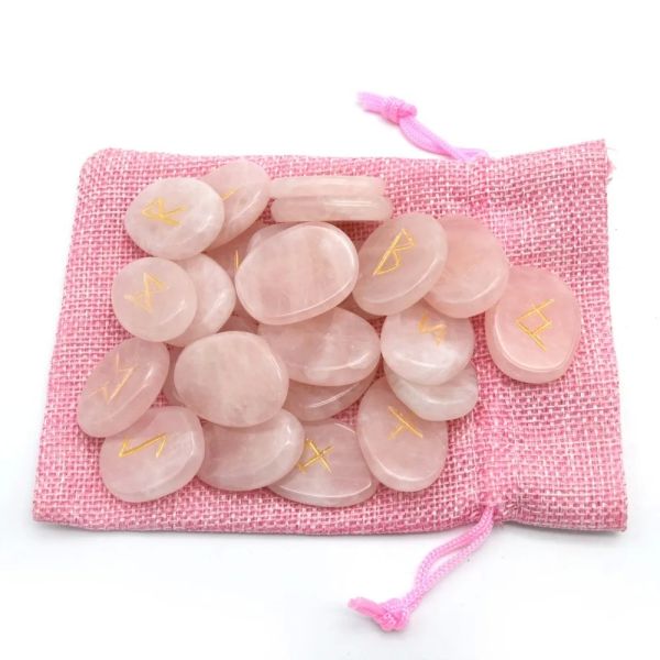 Quality 2024 Trend Products Rose Quartz Crystal Divination Runes Stone Sets for Divination Games Eye-Catching and Functional for sale