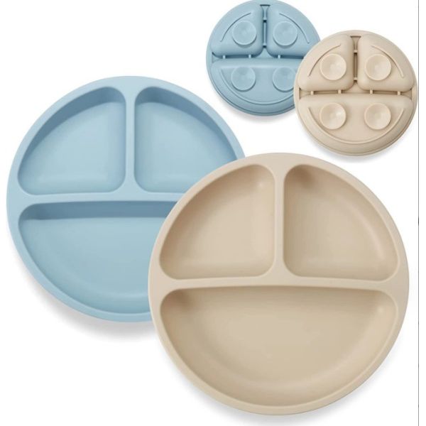 Quality Food Grade Silicone Baby Kids Placemat Divided Baby Suction Plates for Toddler Eating for sale