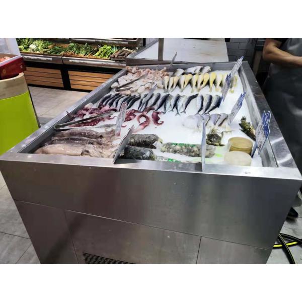 Quality Supermarket Open Stainless Steel Fish Display Freezer for sale