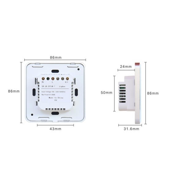 Quality ABS Glass Touch Dimmer Tuya Smart Switch Smart Life APP Control for sale