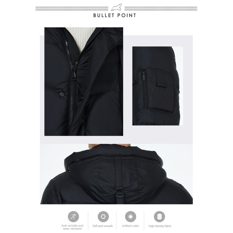 A long down jacket, upper and lower four-pocket design,long men's winter coat, straight fit, cold winter coat