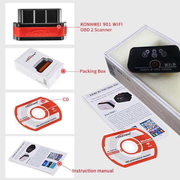 Quality Easy Installation Konnwei Scan Tool KONNWEI KW901 WIFI Obd2 V1.5 Elm327 for sale