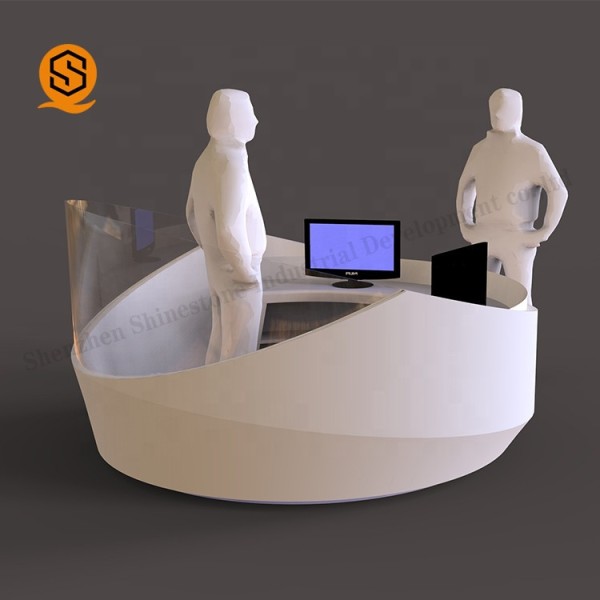 Quality Solid Surface Round Airport Reception Desk Counter for sale