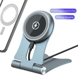 Quality Magnetic Qi Wireless Charging Station 15w Metal Mobile Phone Desk Stand for sale