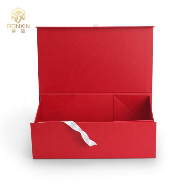 Quality Red Paperboard Foldable Gift Boxes With Ribbon Gift Packaging for sale