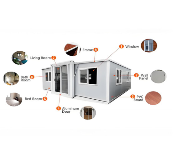 Quality Expandable Container House with Fireproof Panel and Optional Doors for Customer for sale