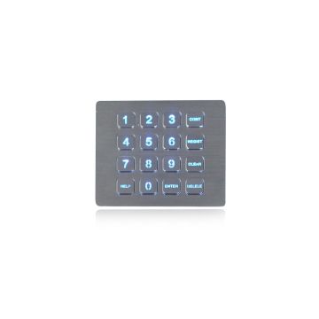 Quality Panel Mount Keypad 16 Button 0.45mm Short Stroke Metal Numeric Keypad for sale