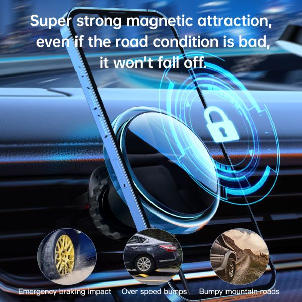 Quality Customized Wireless Car Magsafe Charger With Crystal Ambient Light Design for sale