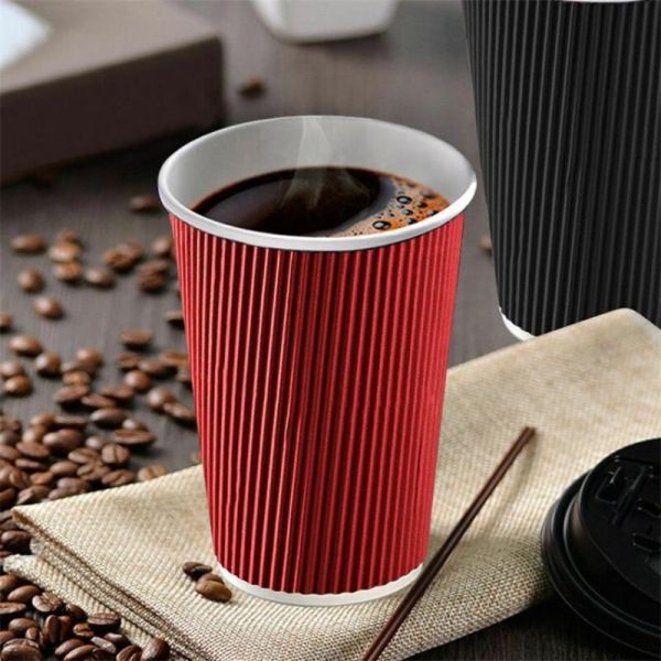 Quality 280gsm Bubble Boba Disposable Ripple Wall Paper Cold Drink Cups With Lids for sale