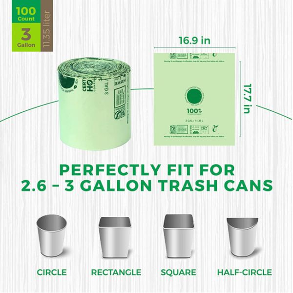Quality Sustainable Eco Friendly Cornstarch Based 100% Compostable Custom logo Print for sale