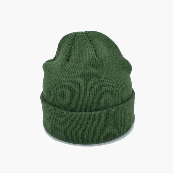 Quality OEM Unique Green Knit Beanie Hats With Embroidery Pattern for sale